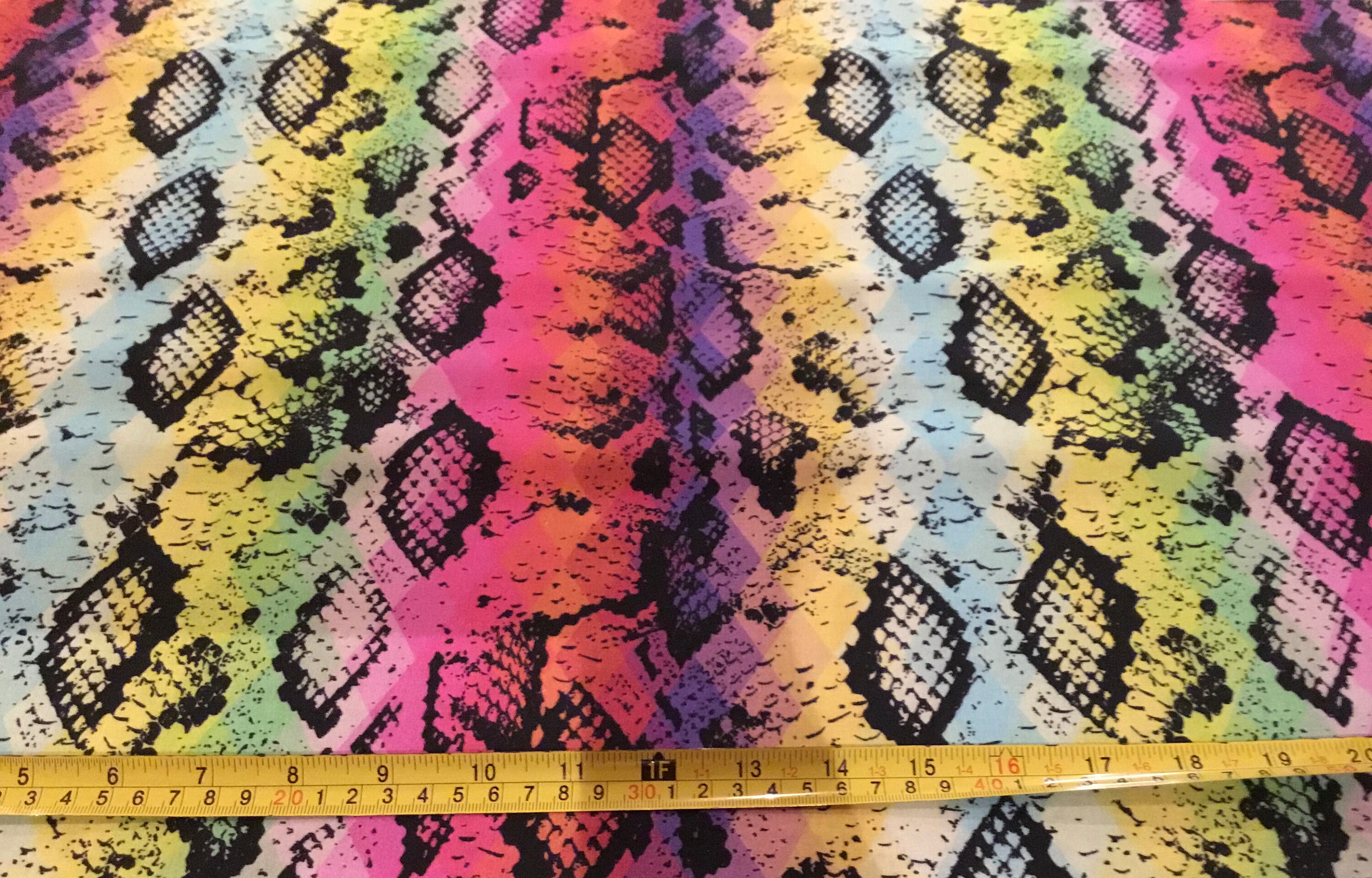 Rainbow Snakeskin bright Print 100% Cotton Fabric Fat Quarter,half ...