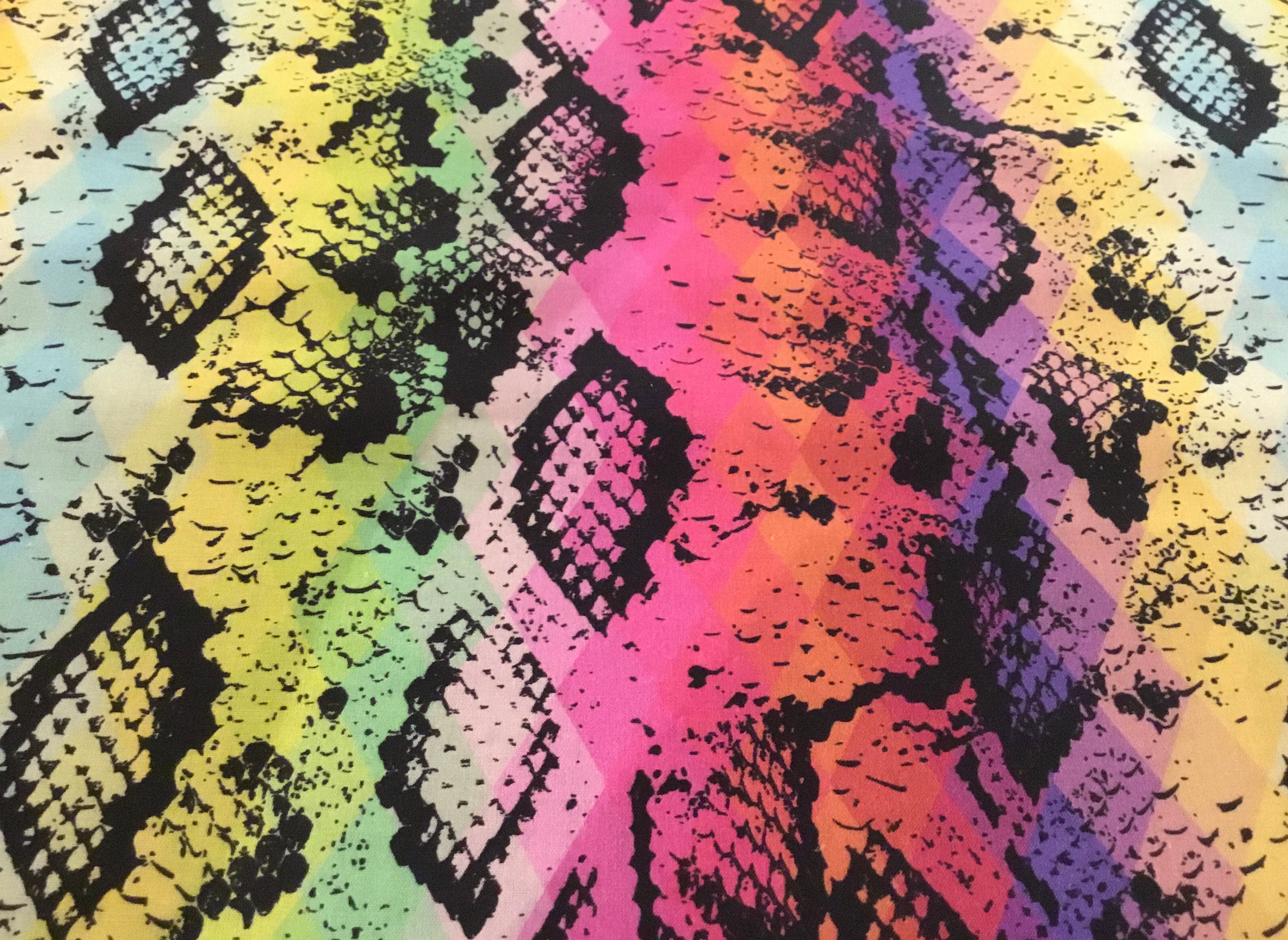 Rainbow Snakeskin bright Print 100% Cotton Fabric Fat Quarter,half ...
