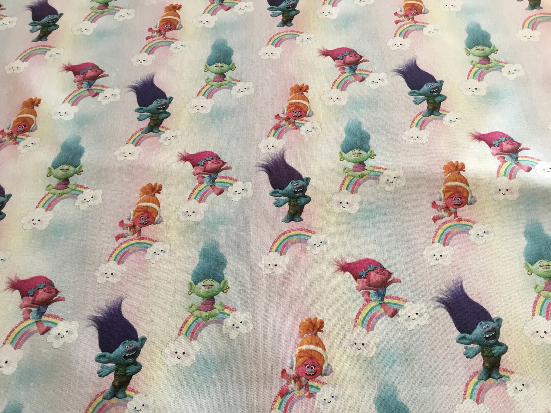 Trolls Characters Dreamworks 100% Cotton Fabric Fat Quarter, Half Metre ...