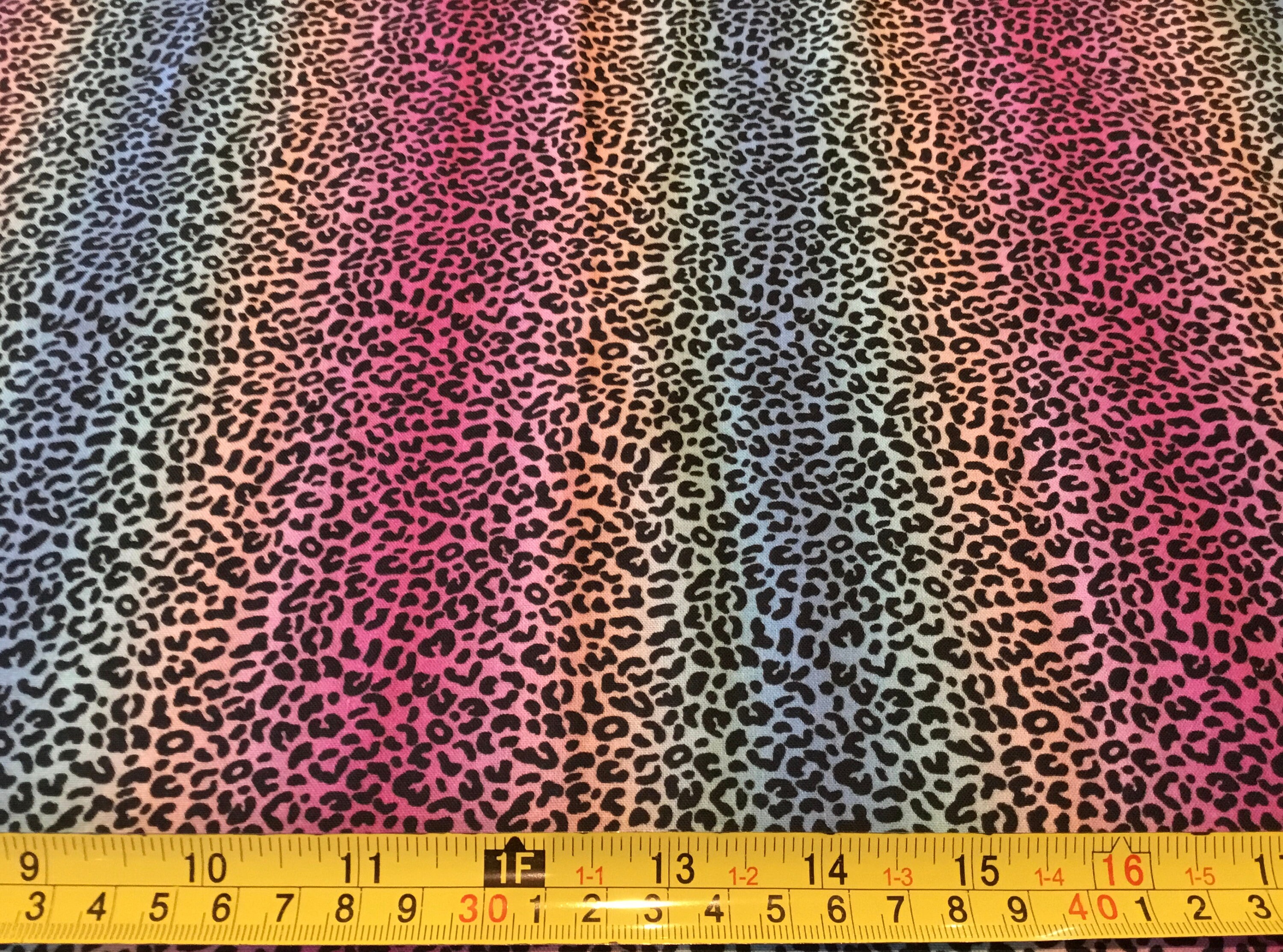 Rainbow Leopard Print 100% Cotton Fabric Fat Quarter, Yellow Red Green ...