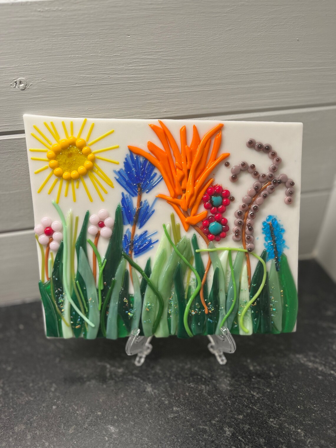 Fused Glass Flower Scape - Etsy