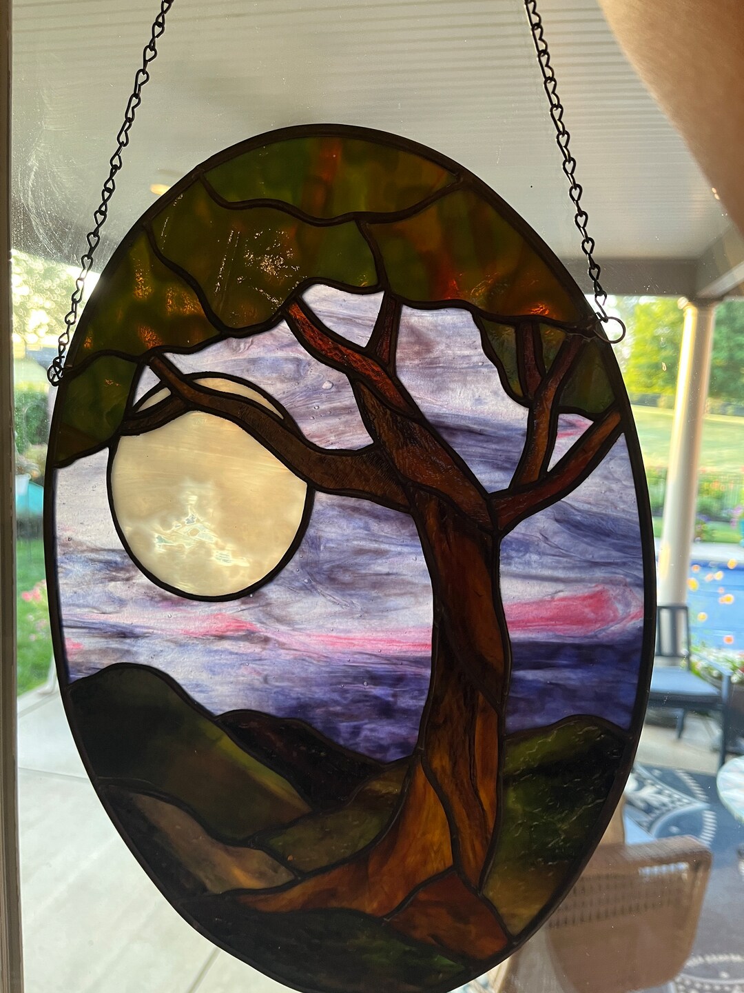 Stained Glass Outdoor Evening Window Hanging - Etsy