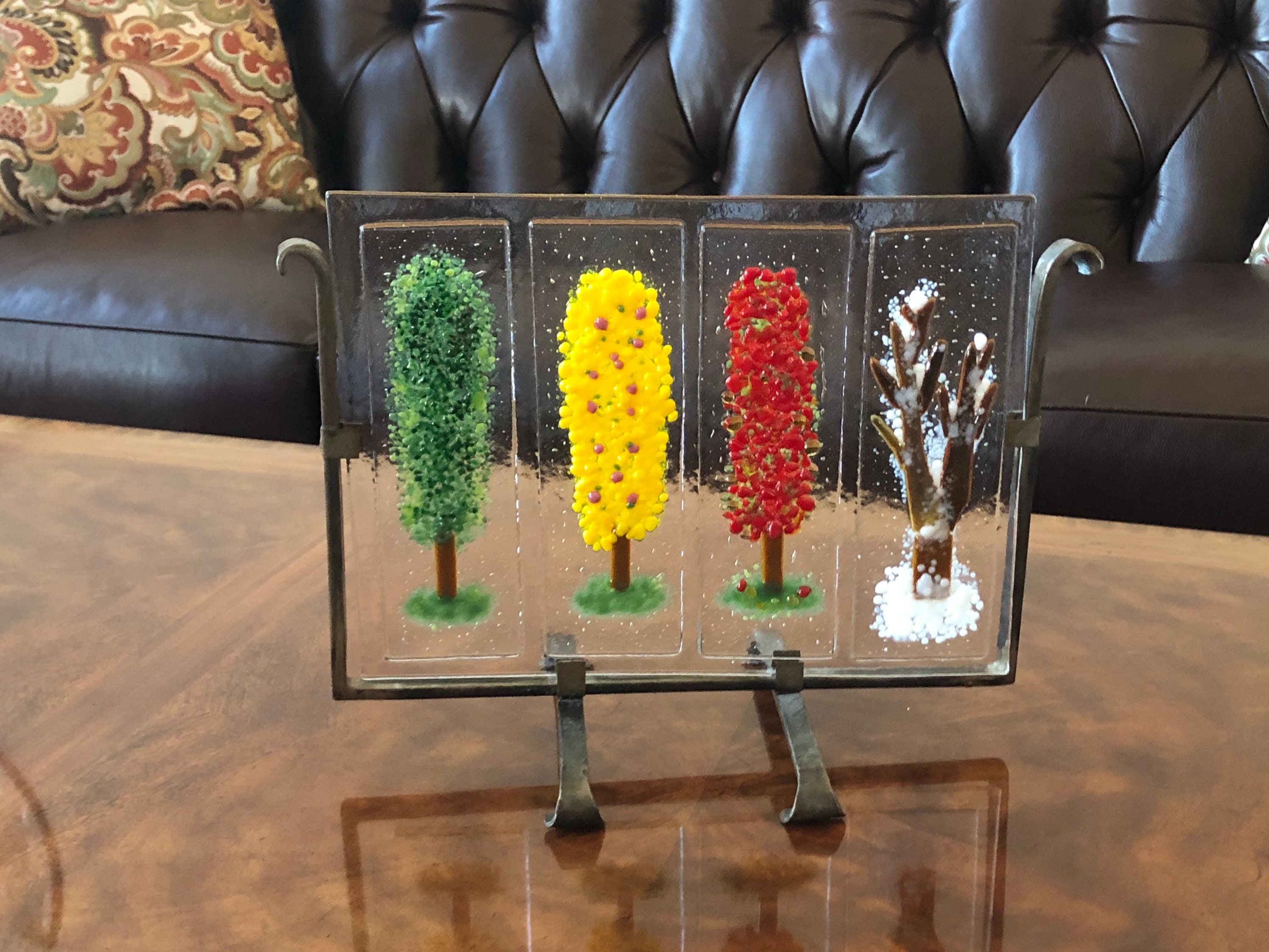 Four Seasons Glass Plaque, Gift, Mother's Day, Handmade, Sun Catcher ...