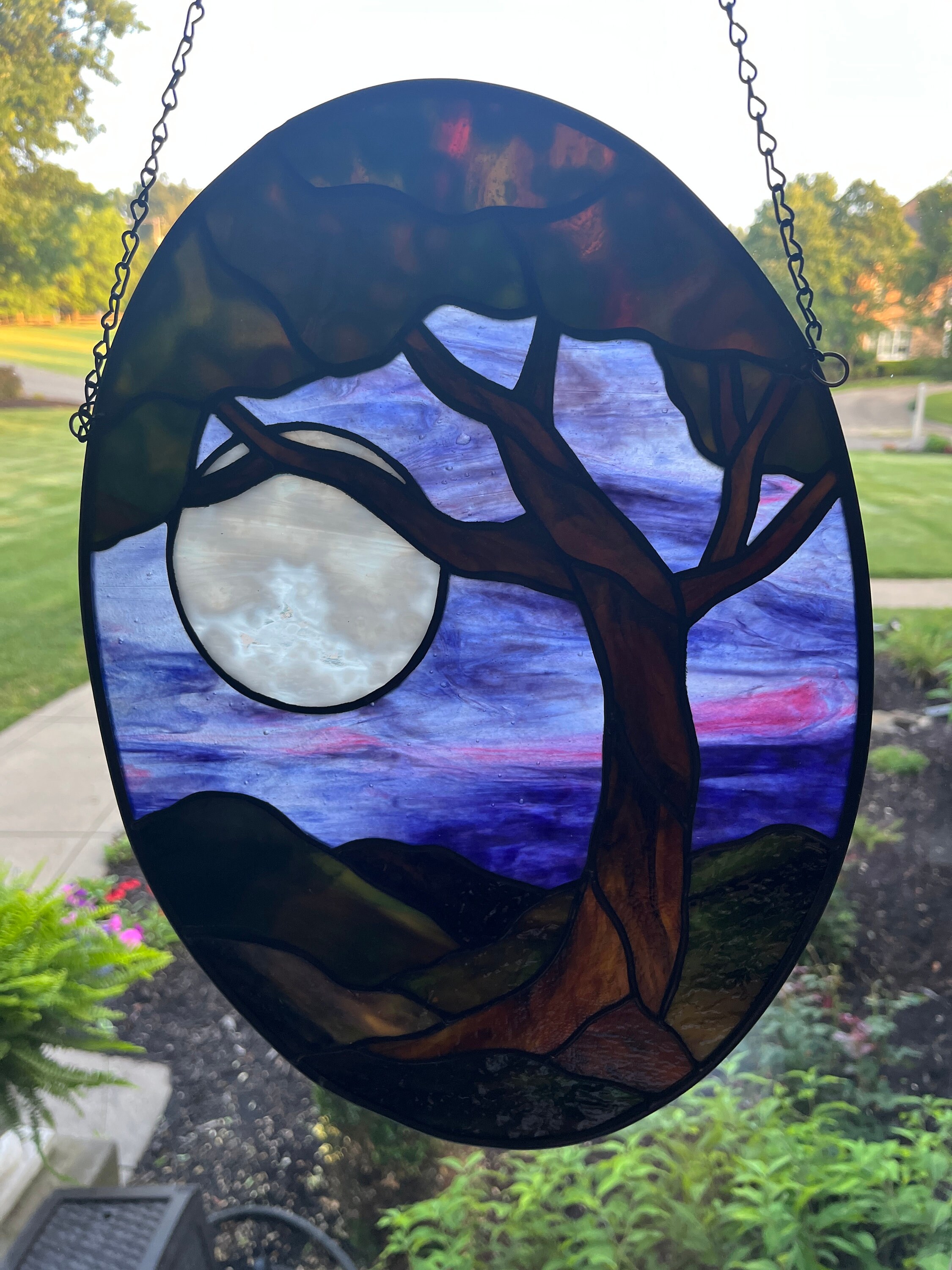 Stained Glass Outdoor Evening Window Hanging - Etsy