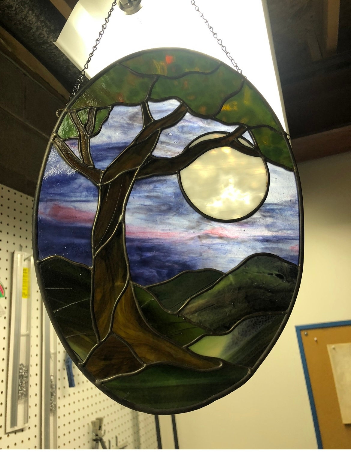 Stained Glass Outdoor Evening Window Hanging - Etsy