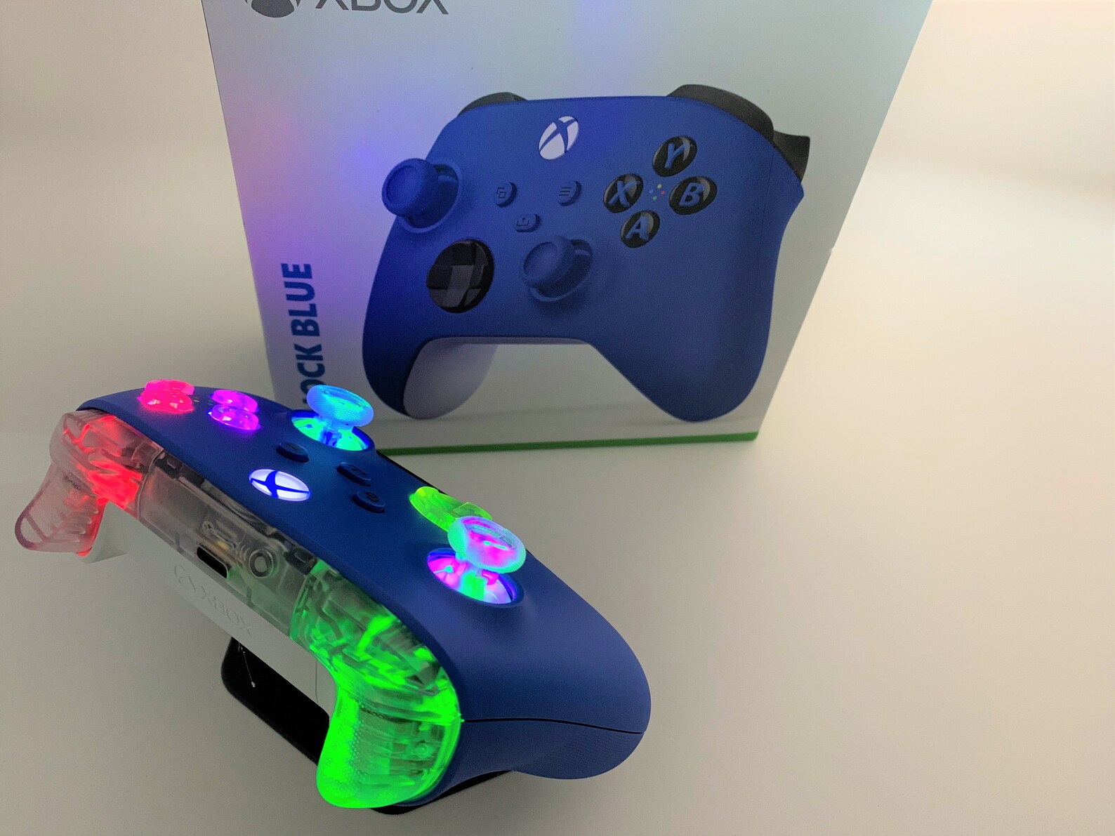 NUEVO controlador Xbox One azul con LED que cambia de color - Etsy España