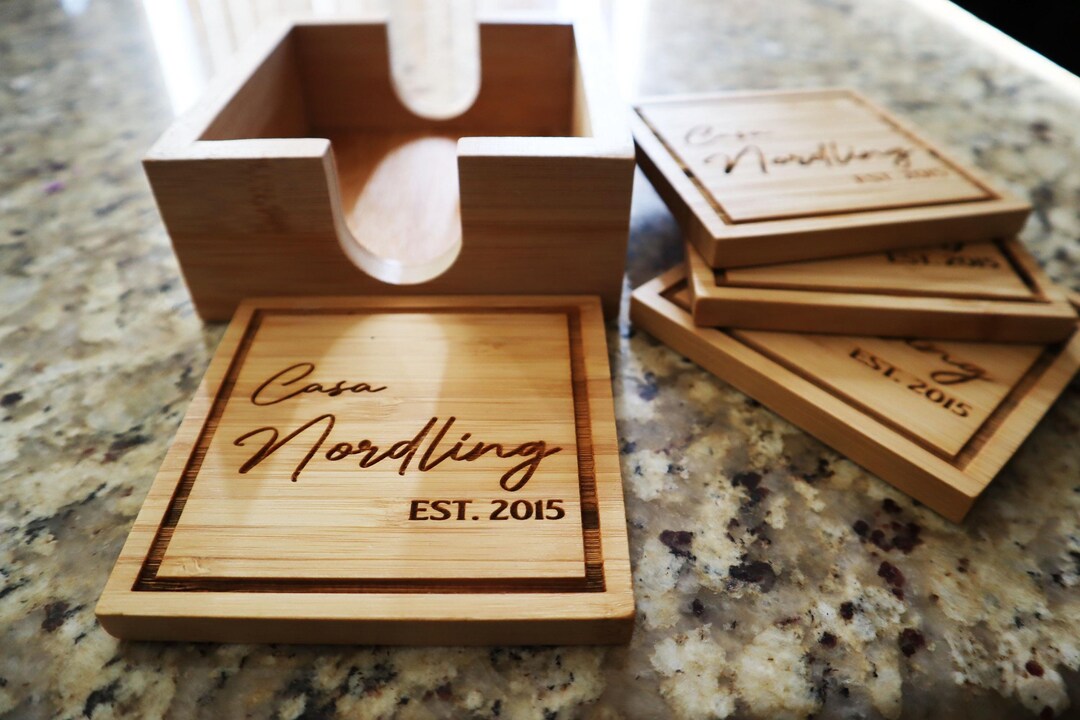 Custom Coasters Bamboo 4 Pack - Etsy