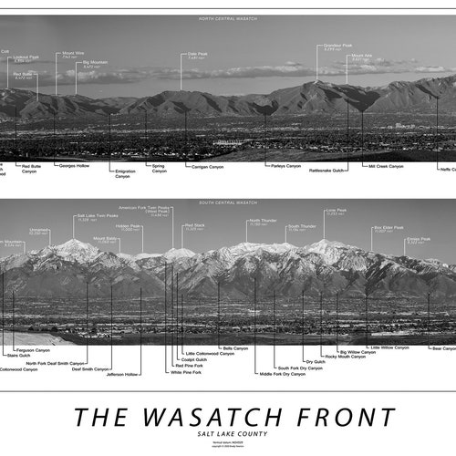 Large Canvas/poster Print of Wasatch Front Place Names - Etsy