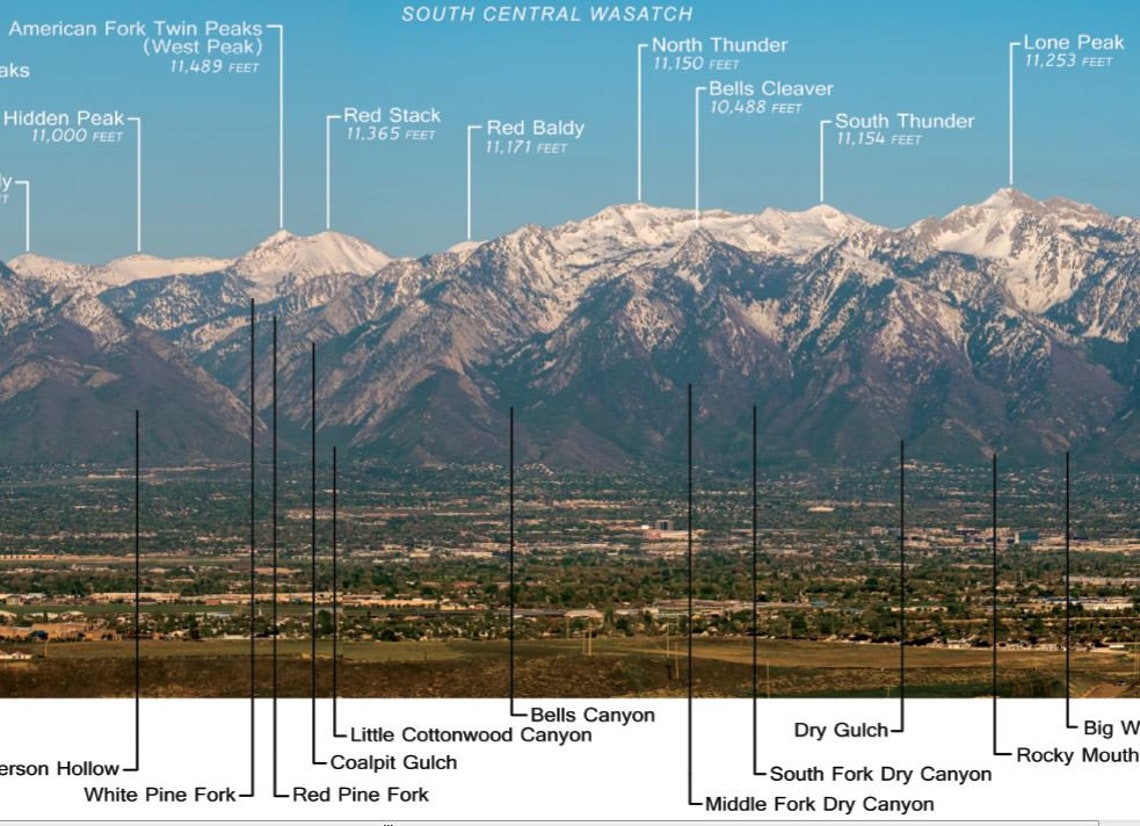 Large Canvas/poster Print of Wasatch Front Place Names - Etsy