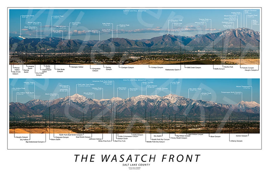 Large Canvas/poster Print of Wasatch Front Place Names | Free Shipping ...