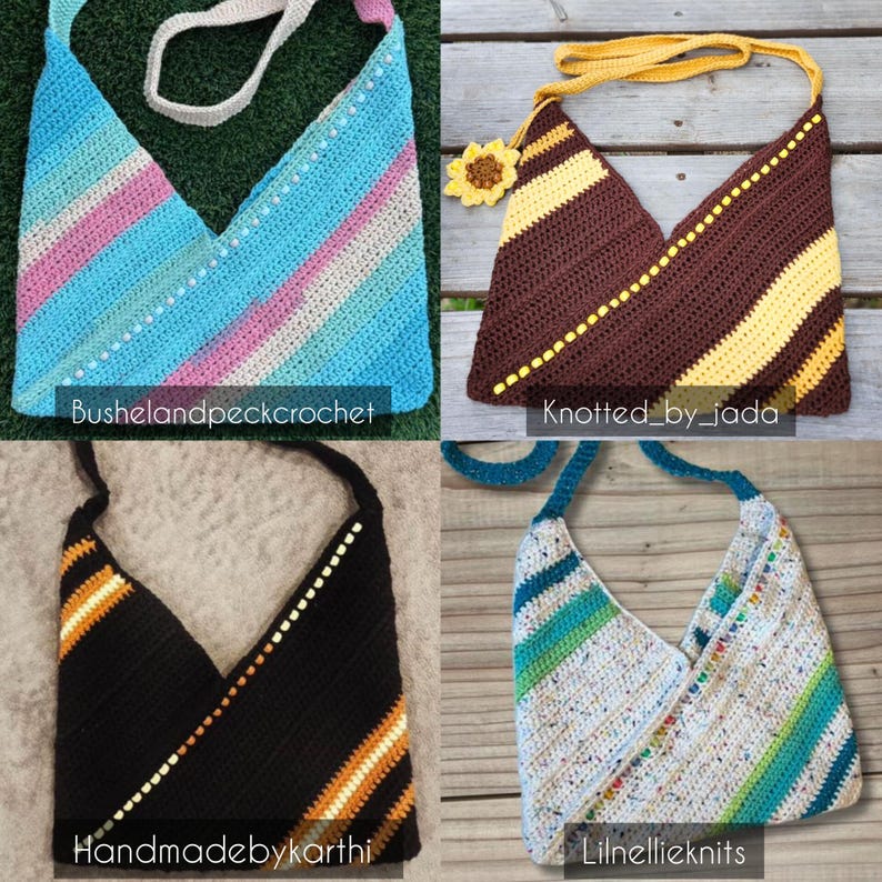 Beaded Harmony Bag Crochet Pattern: Striped Square Purse (PDF Pattern ...