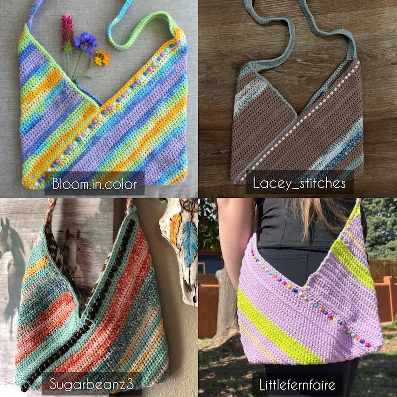 Beaded Harmony Bag Crochet Pattern: Striped Square Purse (PDF Pattern ...