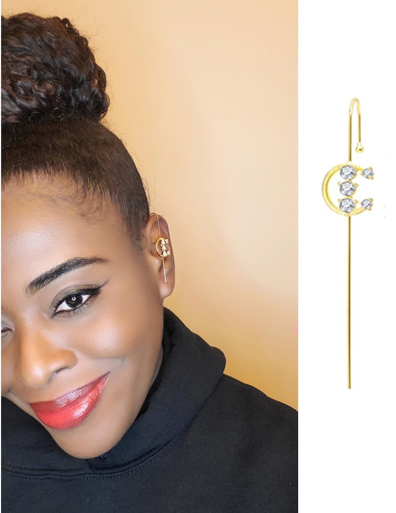 Ear Wrap Crawler Hook Earring 14k Gold Plated Edgy Wrap Ear - Etsy