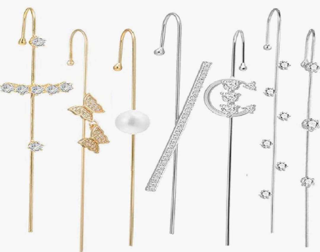 Ear Wrap Crawler Hook Earring, 14k Gold Plated, Edgy Wrap Ear Pin ...