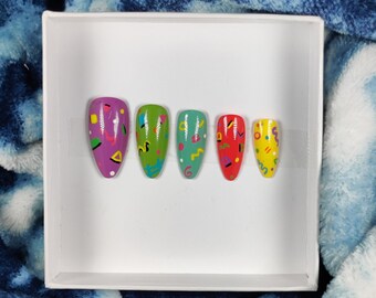Freaknik Nails 90s Nails Rainbow Nails Retro Nails Neon Nails Unique ...