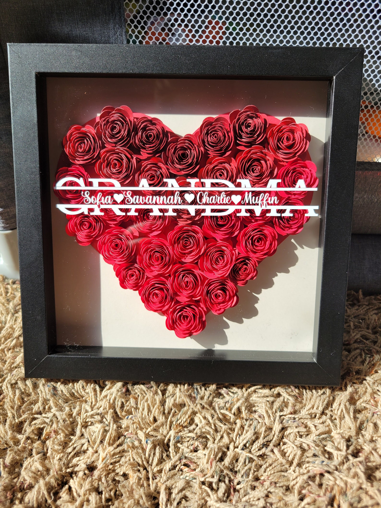 Heart Shaped Monogram Flower Shadow Box Mom Gift Nana Gift - Etsy