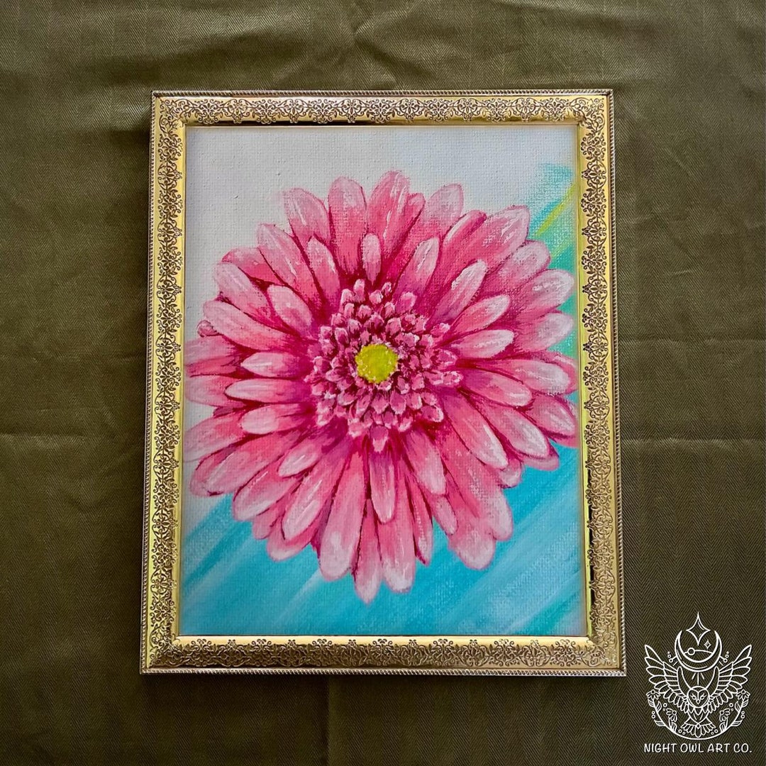 Pink Gerbera Daisy Flower Painting | Botanical Wall Art Print - Etsy