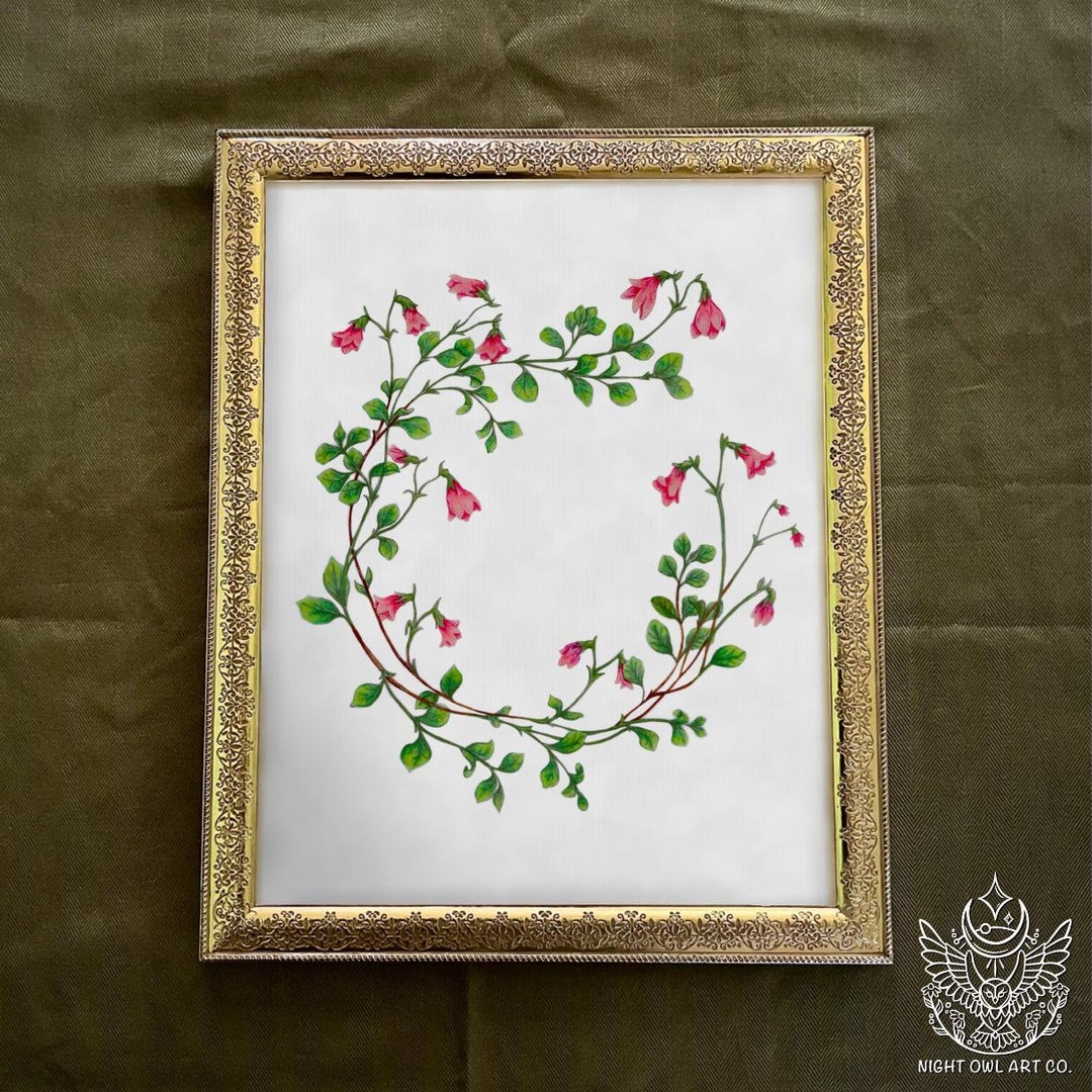 Linnea Flower Minimalist Flower Wreath | Wall Art Poster Print - Etsy