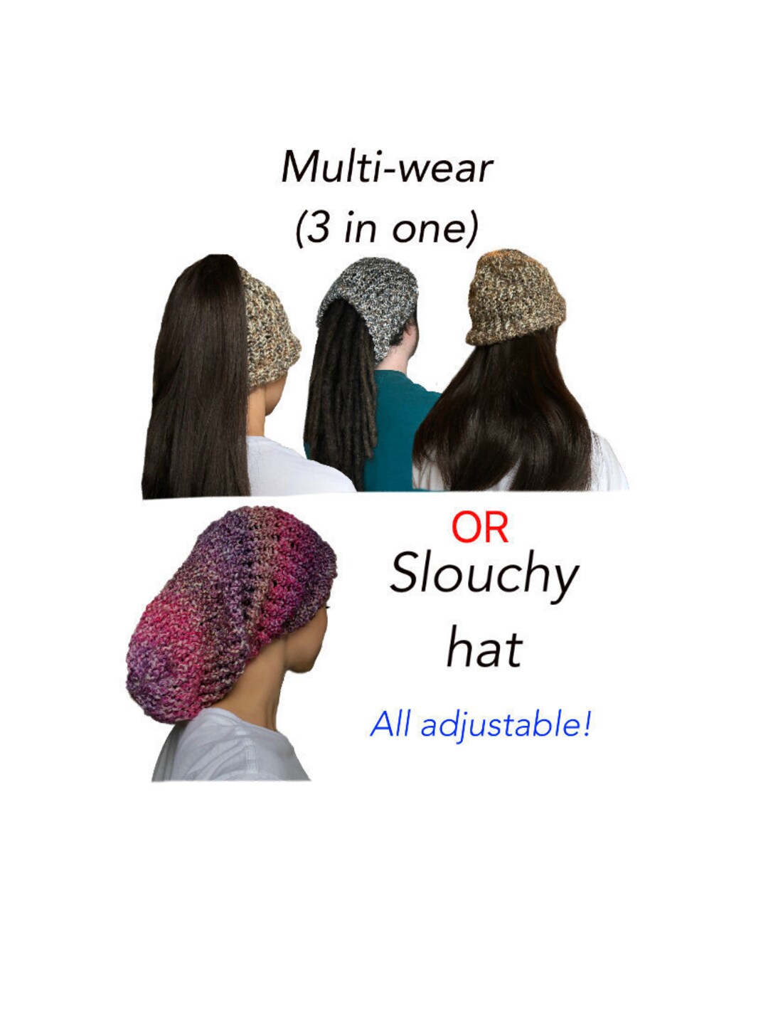 Adjustable Knitted Dreadlock Hats and Sleeves - Etsy