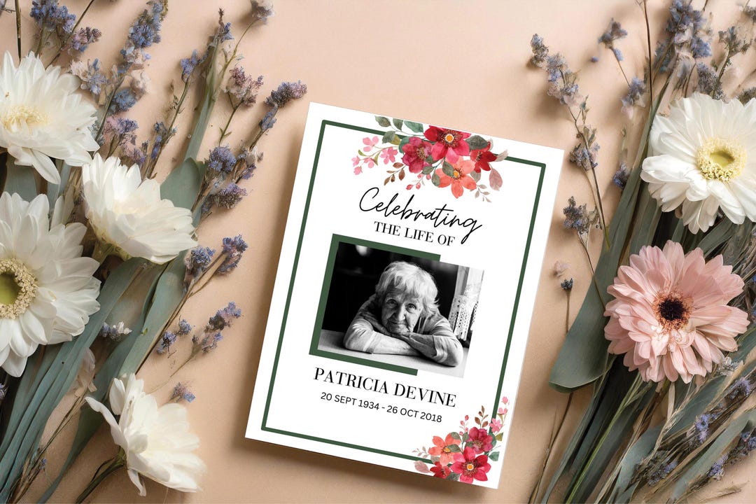 Editable Funeral Program Template, Memorial Service Template, Obituary ...