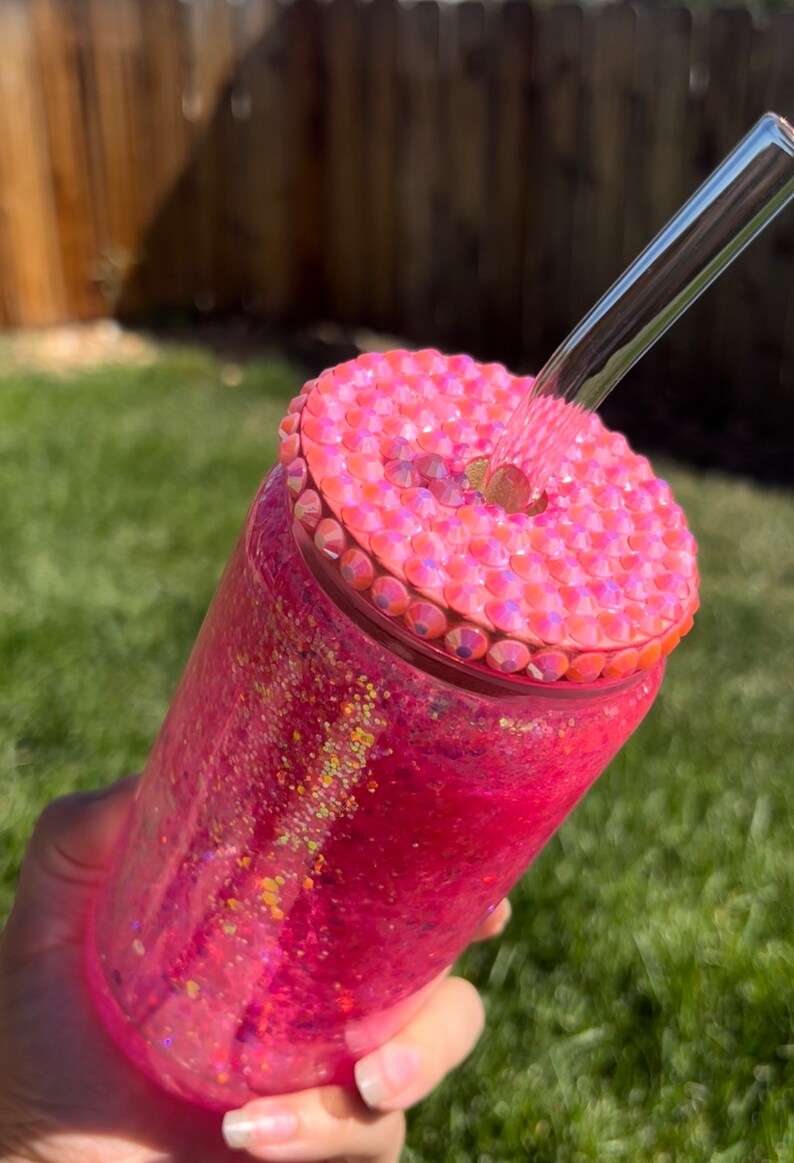 Glitter Snowglobe Glass Can - Etsy