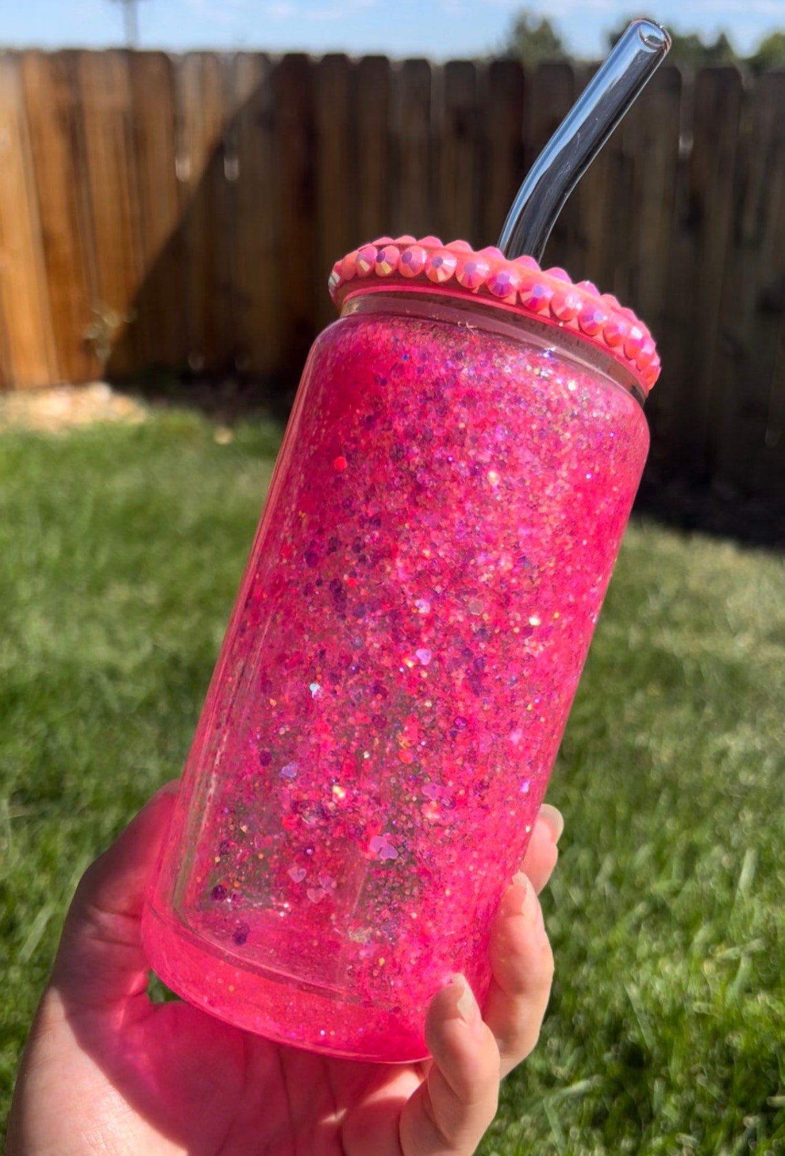 Glitter Snowglobe Glass Can - Etsy