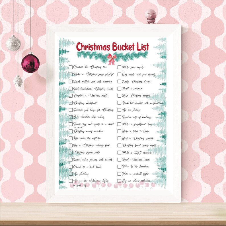 Printable Christmas Bucket List, Christmas Decor, Christmas Printable ...