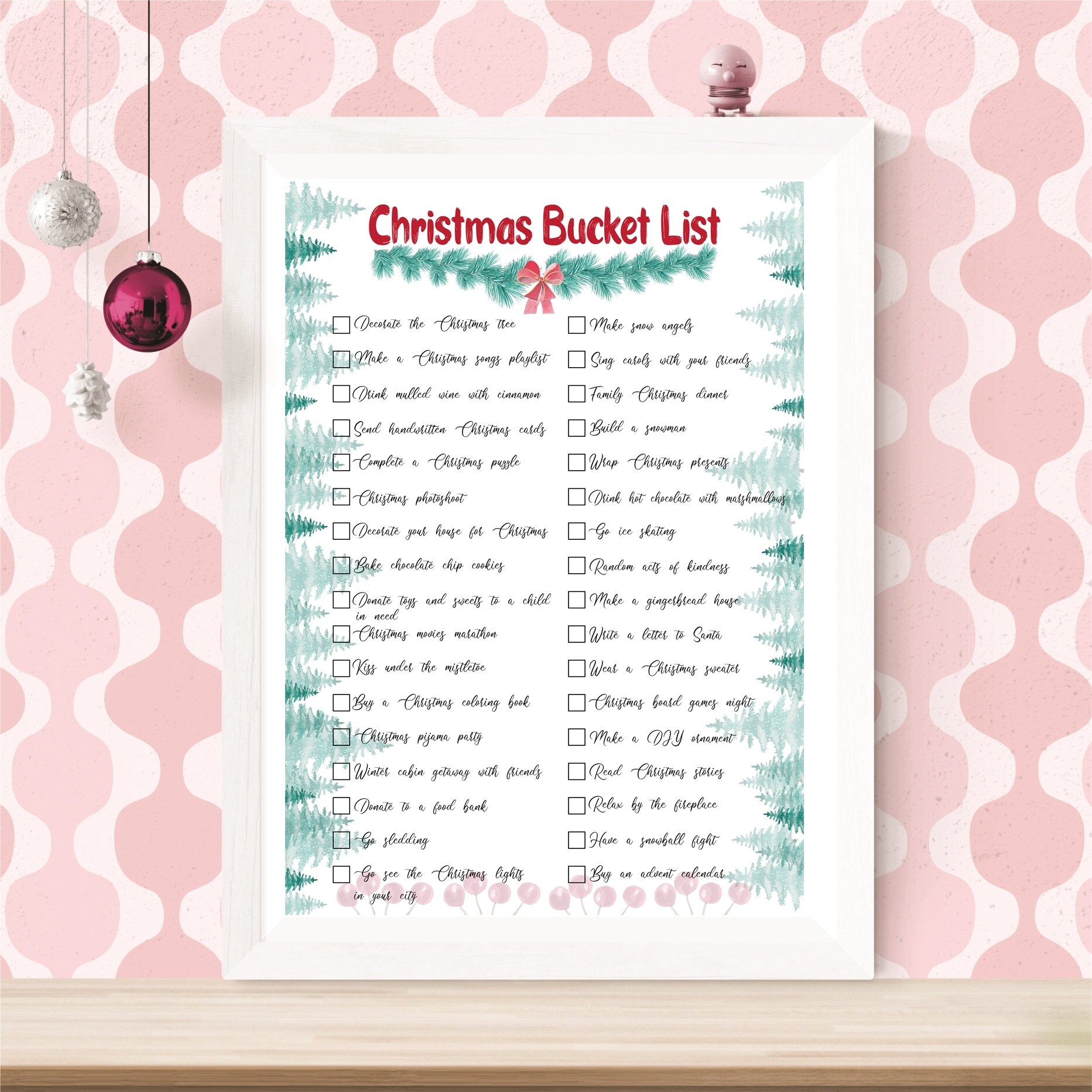 Printable Christmas Bucket List, Christmas Decor, Christmas Printable ...