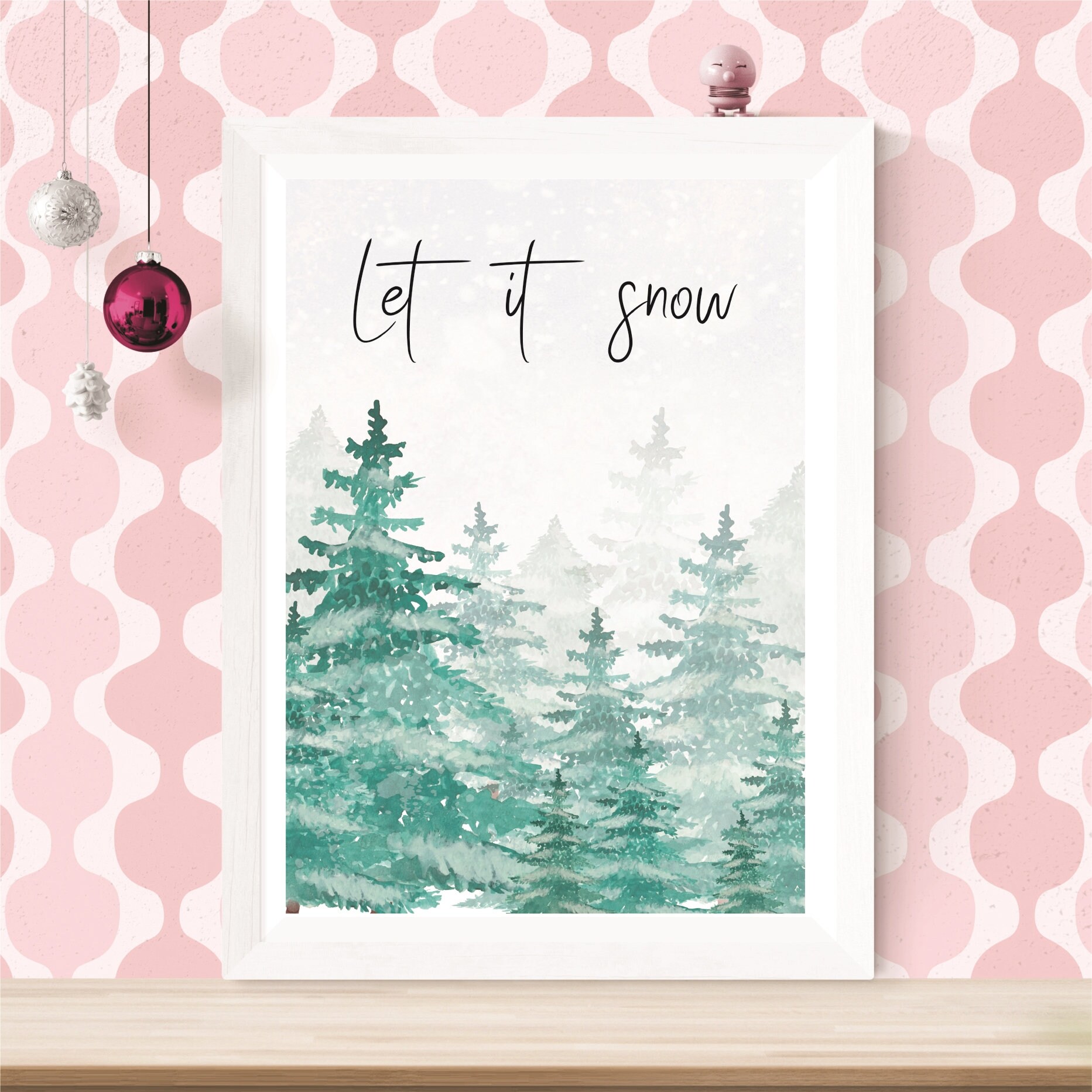 Printable Christmas Wall Art "let It Snow", Christmas Digital Sign ...