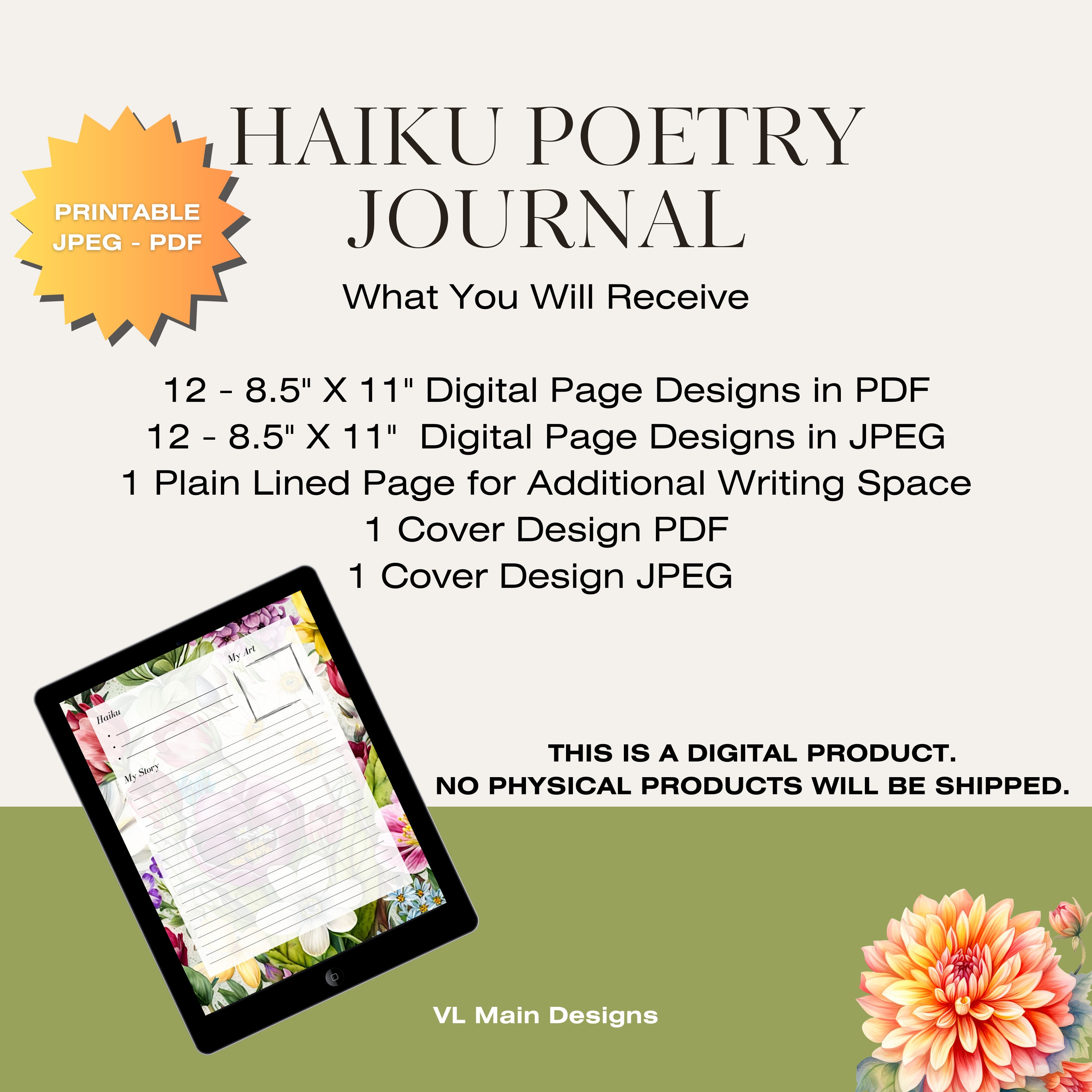 Printable Haiku Poetry Journal Digital Journal Pages for Poetry and ...