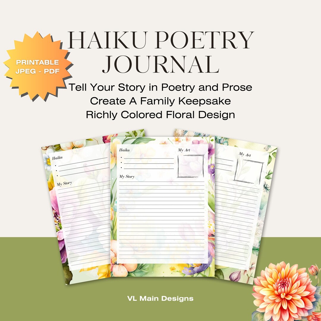 Printable Haiku Poetry Journal Digital Journal Pages for Poetry and ...
