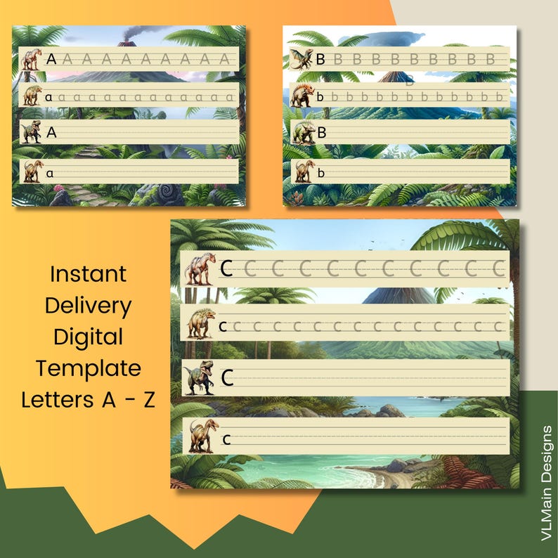 Customizable Dinosaur Alphabet Writing Practice Sheets for Children ...
