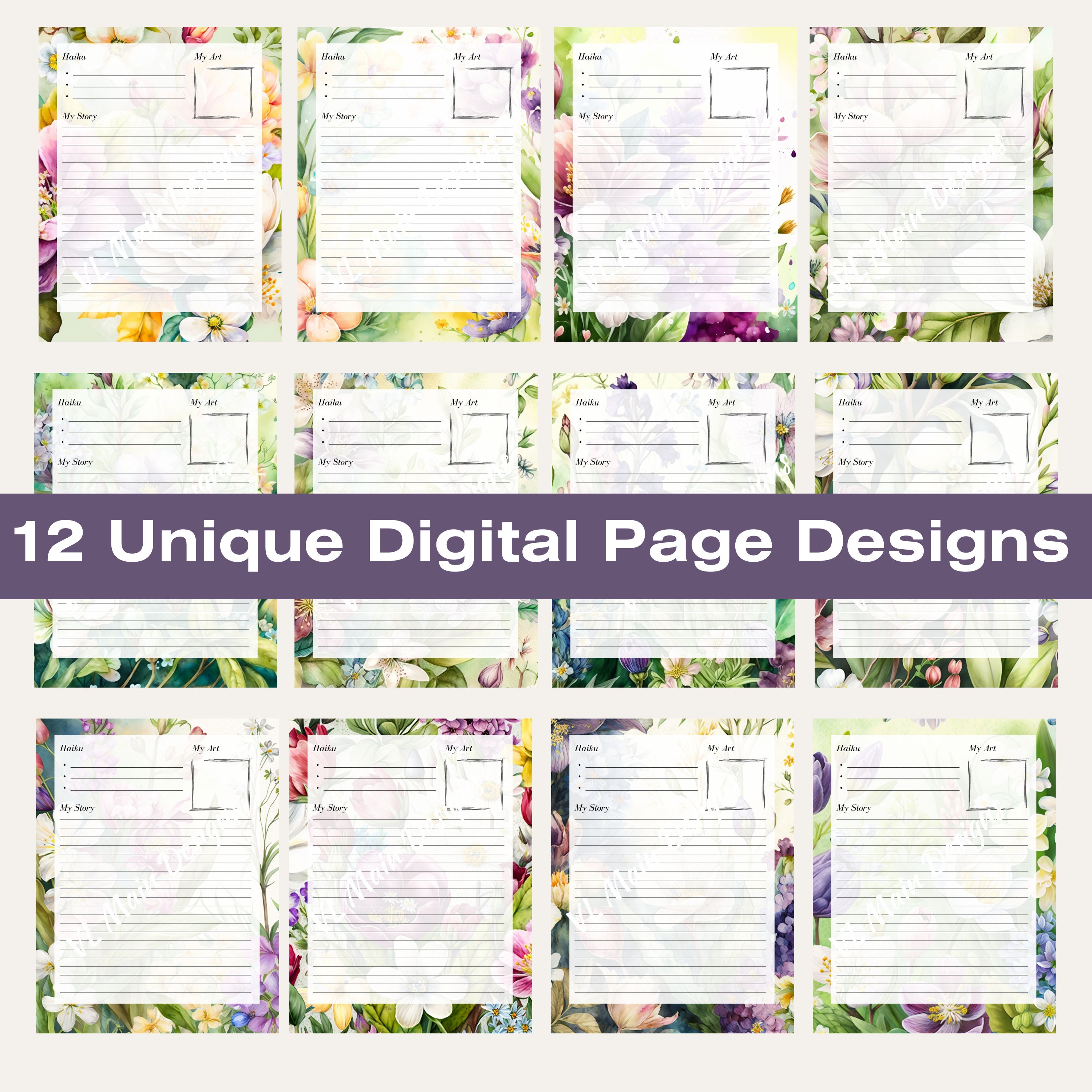 Printable Haiku Poetry Journal Digital Journal Pages for Poetry and ...