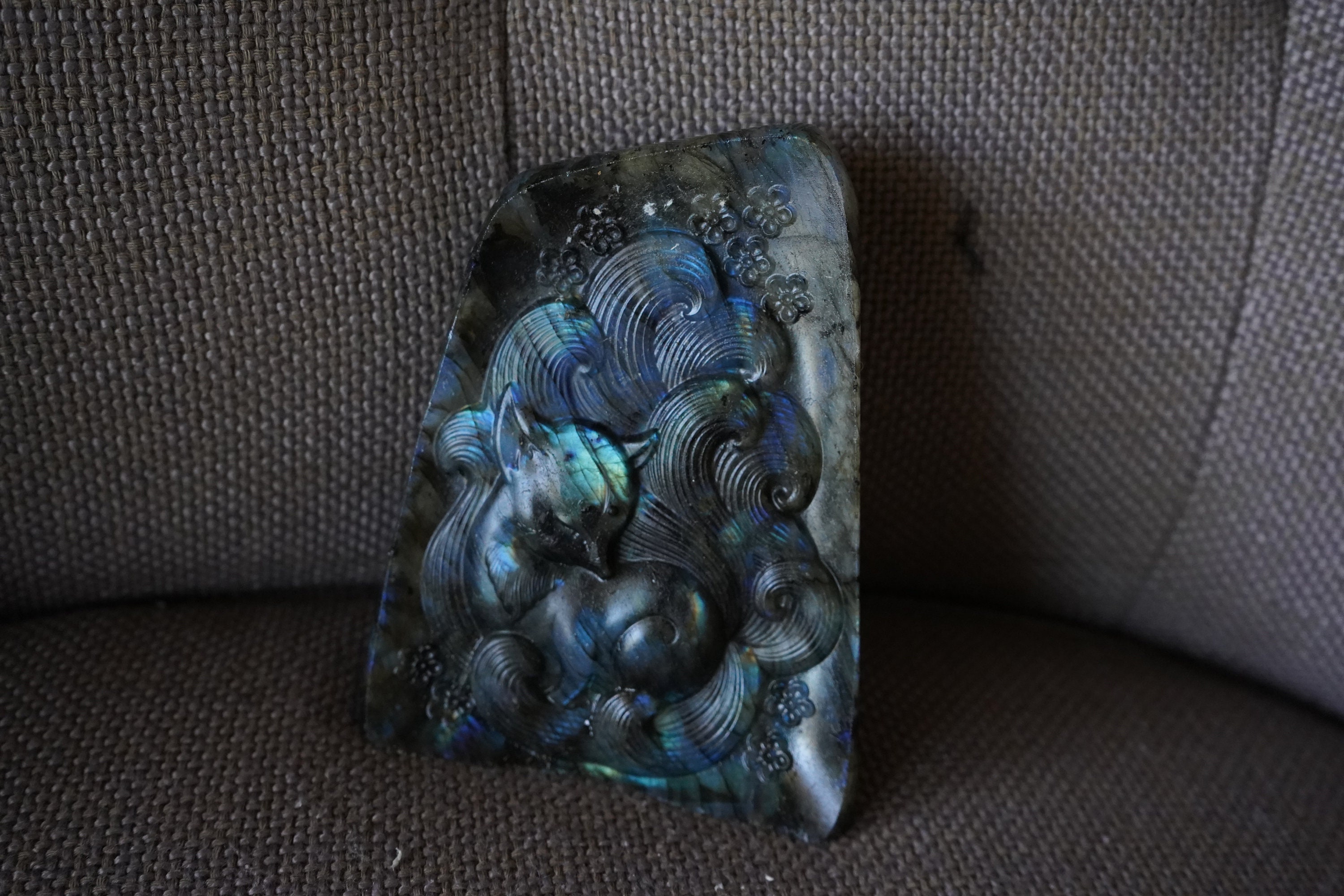 Fox Labradorite, Carved Fox, Hand-carved, Fox With Nine Tailsdecoration ...