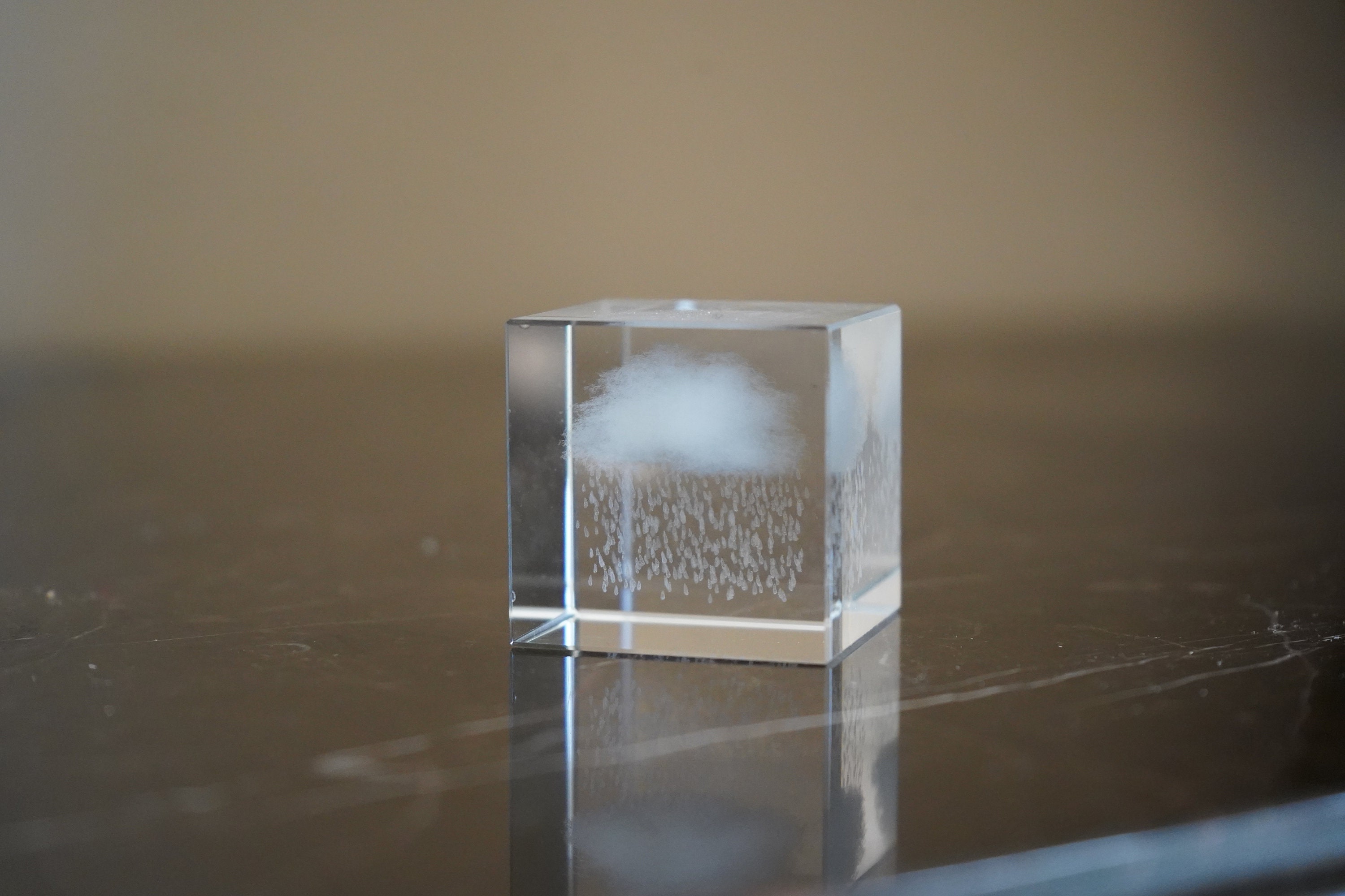 Rainy Cloud Crystal Cube, Handmade Rain Cloud Sculpture, Crystal ...