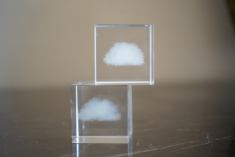 Healing Cloud Crystal Cube, Minimalist Cloud Encased in Crystal Cube ...