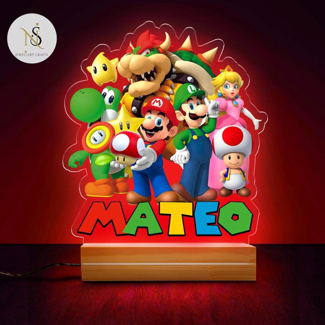 Personalized Mario Night Light, Kid Bedroom Night Light Decor, Mario ...