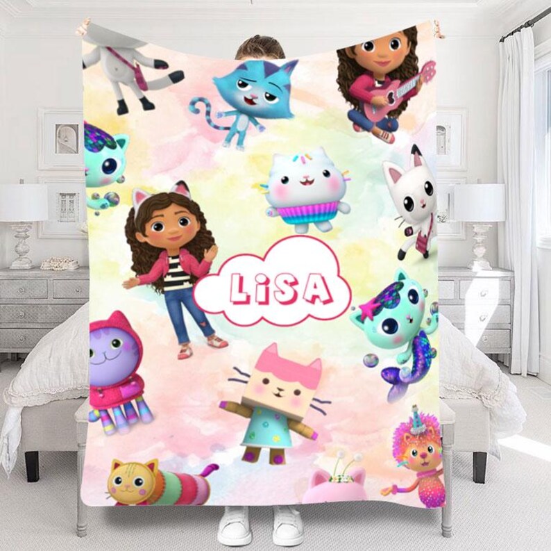 Personalized Name Gabbys Dollhouse Birthday Party Fleece Blanket ...