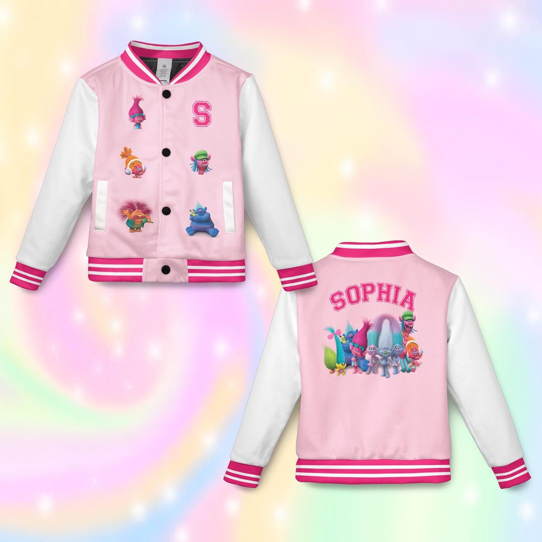 Personalized Trolls Kids & Adults Name Varsity Jacket, Custom Kids ...