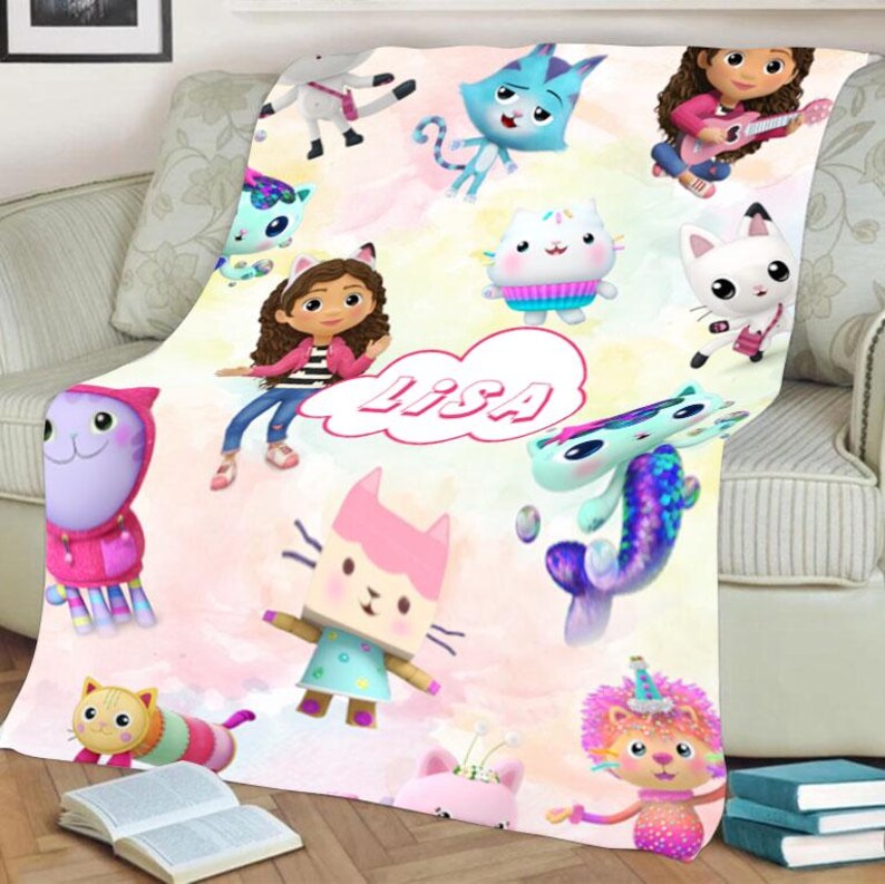 Personalized Name Gabbys Dollhouse Birthday Party Fleece Blanket ...
