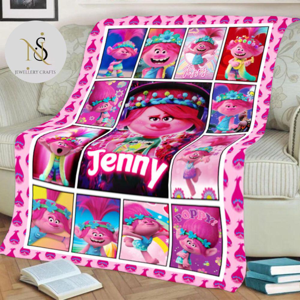 Personalized Princess Poppy Trolls Blanket, Trolls Birthday Girl ...