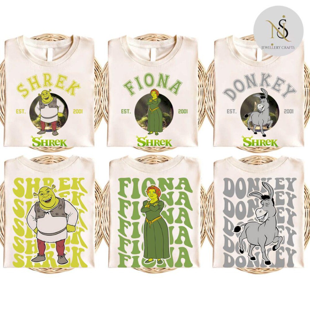 Two-sided All Characters Shrek Shirt, Fiona Donkey Lord Farquaad ...