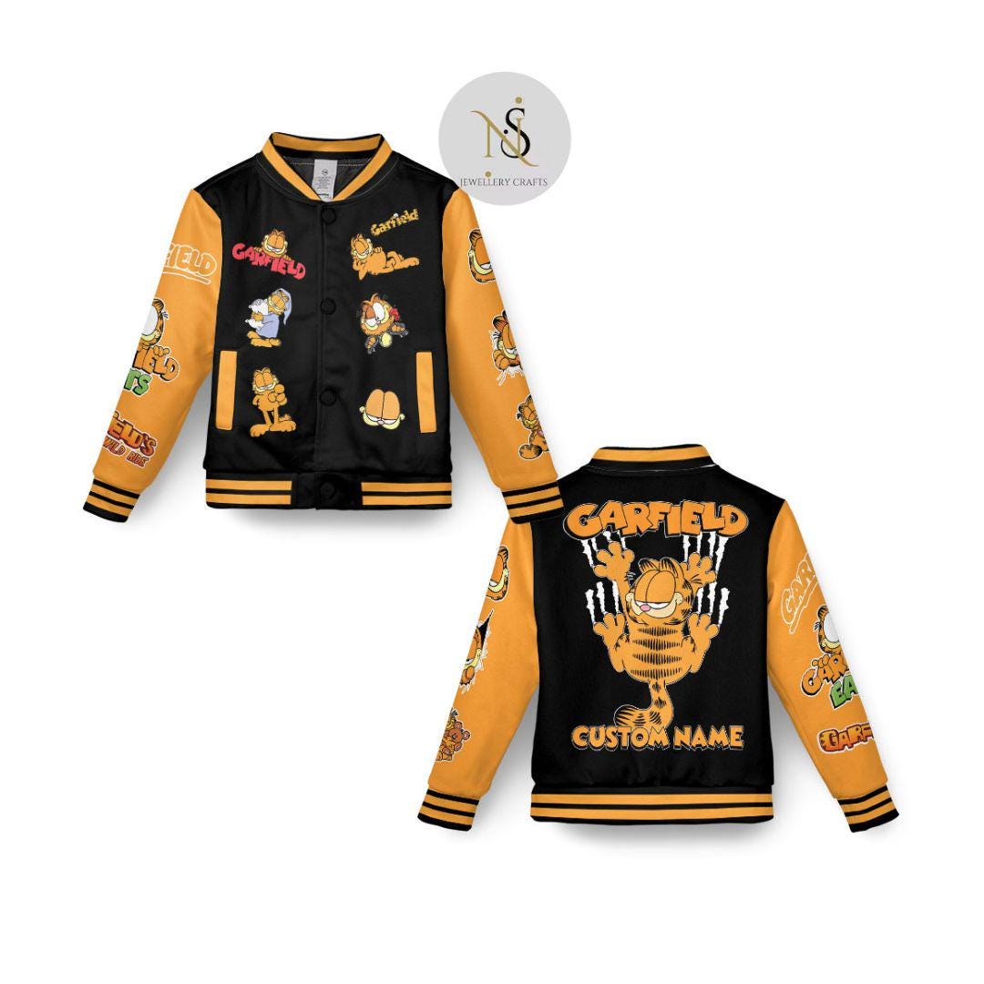 Personalized Garfield Kids & Adults Name Varsity Jacket, Custom Kids ...
