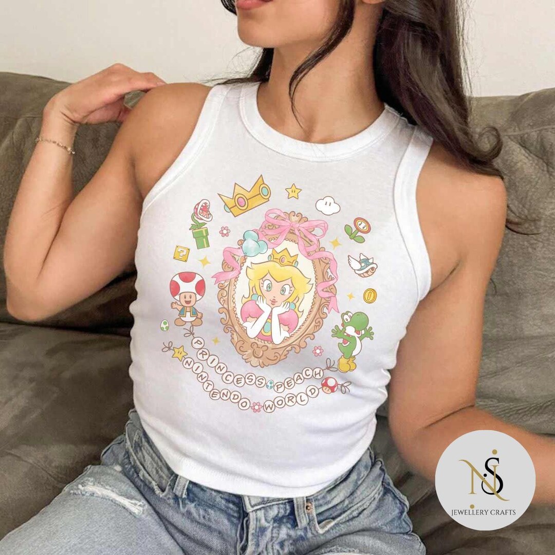 Coquette Bow Princess Peach Baby Tee Crop Tank, Princess Peach Womens ...