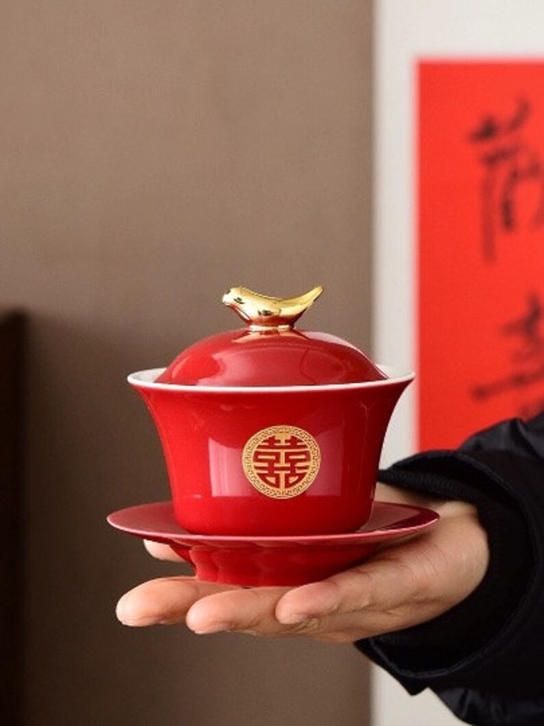 Auspicious Red Wedding Gaiwan Tea Set - Etsy