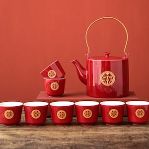 Auspicious Classic Double Happiness Wedding Tea Set - Etsy