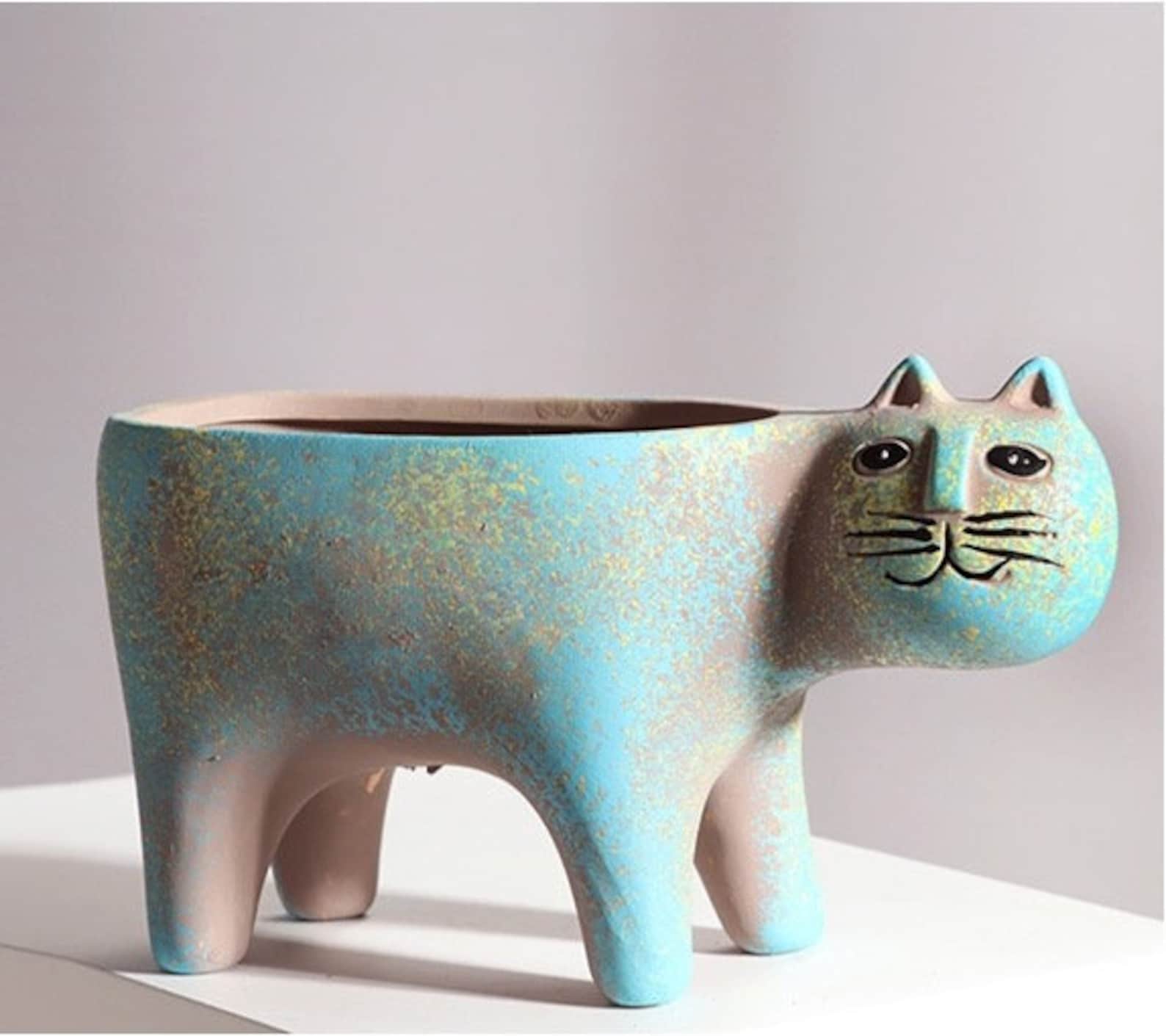 Ceramic Cat Design Planter and Pot Gifts for Him or Her - Etsy