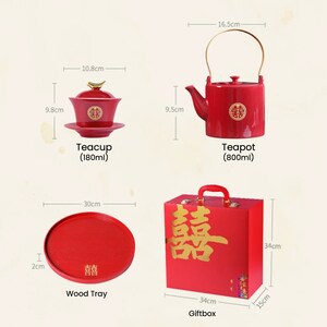 Auspicious Red Wedding Gaiwan Tea Set - Etsy