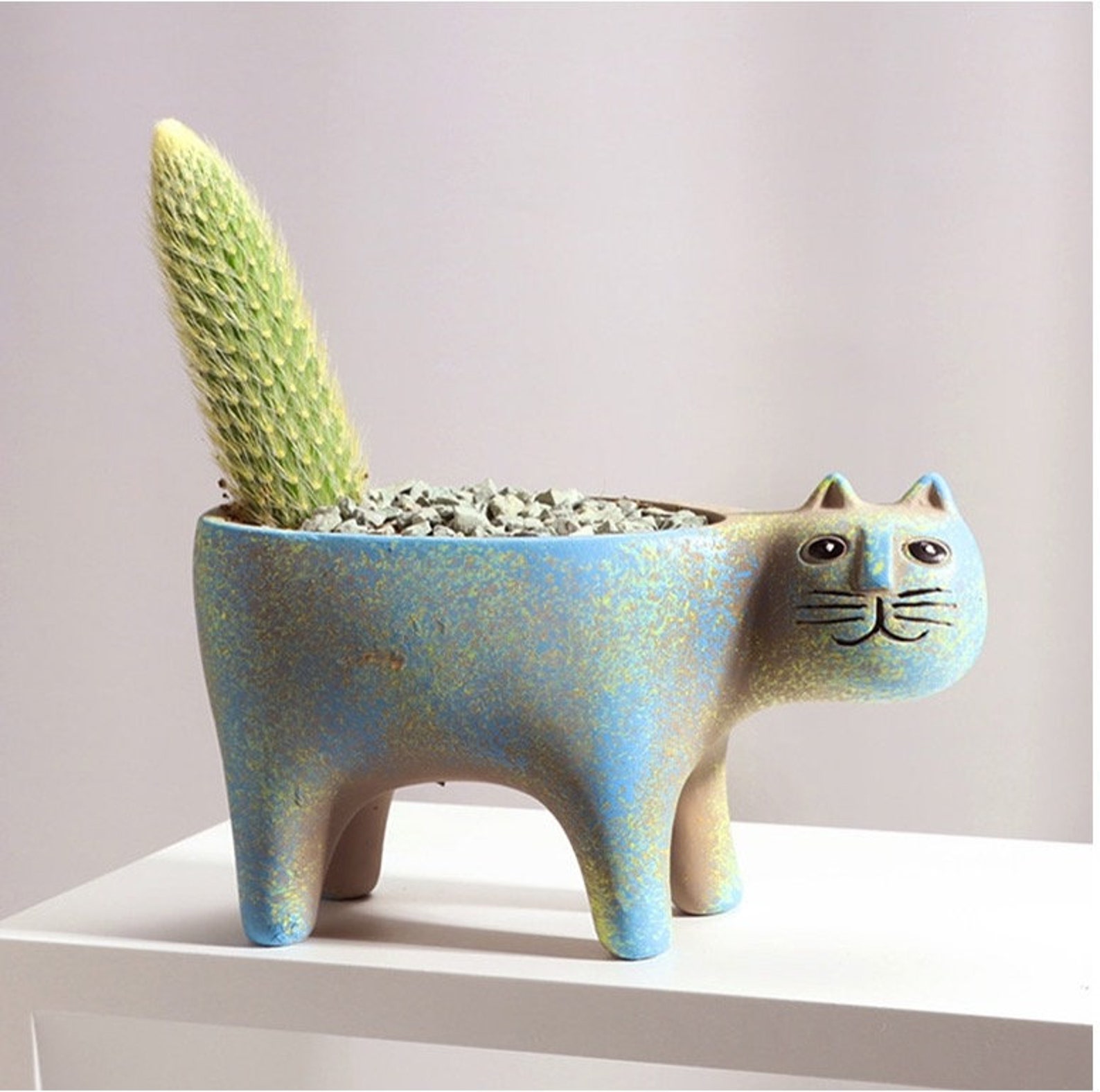 Ceramic Cat Design Planter and Pot Gifts for Him or Her - Etsy