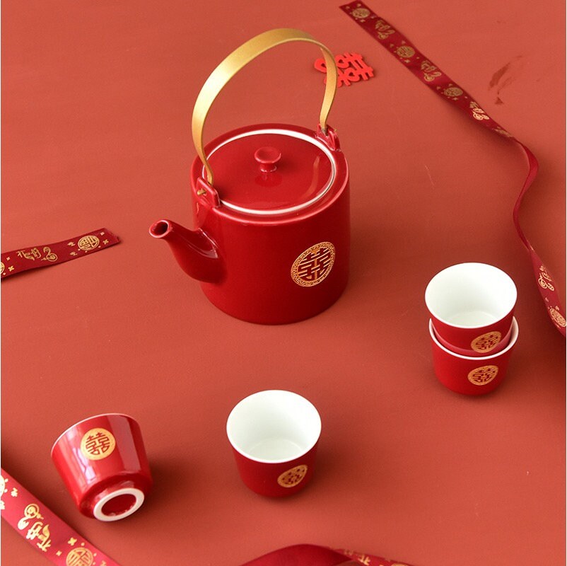 Auspicious Classic Double Happiness Wedding Tea Set - Etsy